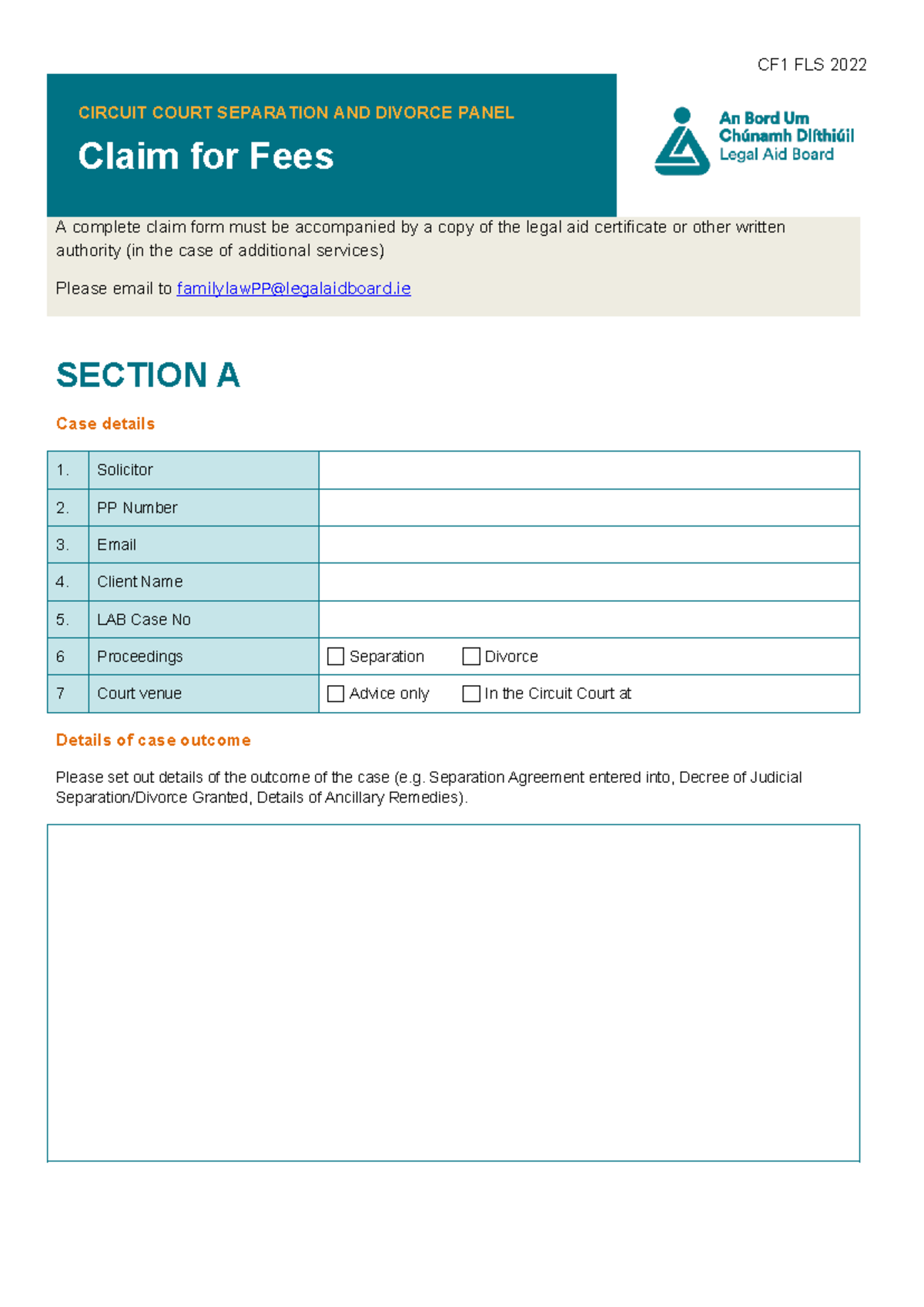 Cf1 claim form 2022 - Essay. - CF1 FLS 2022 CIRCUIT COURT SEPARATION ...