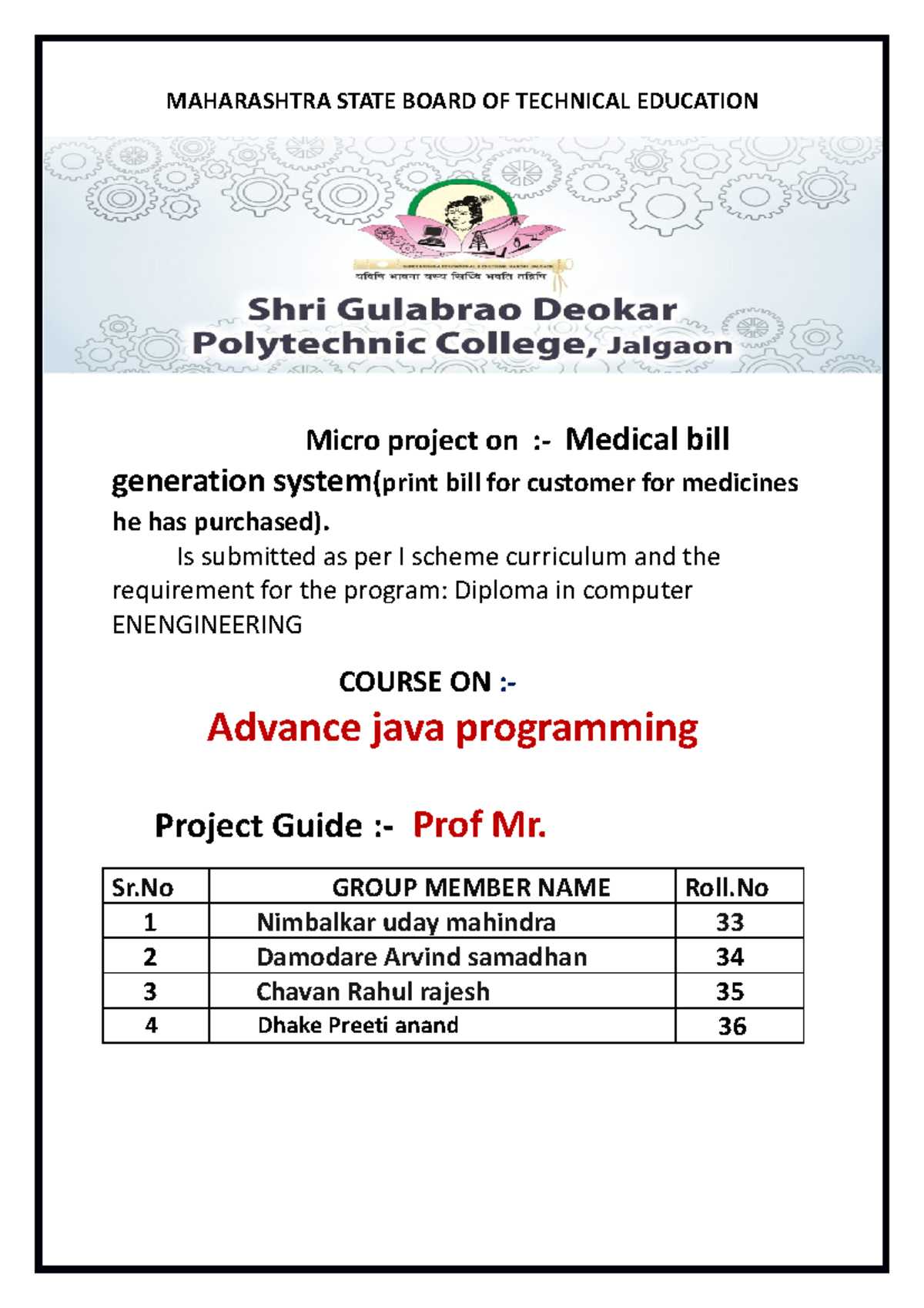 Project Environment studies - MAHARASHTRA STATE BOARD OF TECHNICAL ...