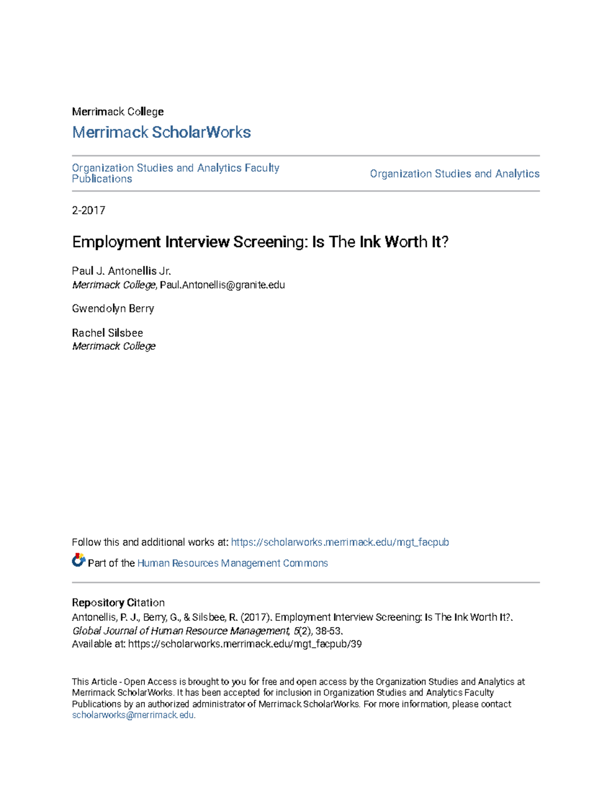 Employment Interview Screening Is The Ink Worth It - Antonellis Jr ...