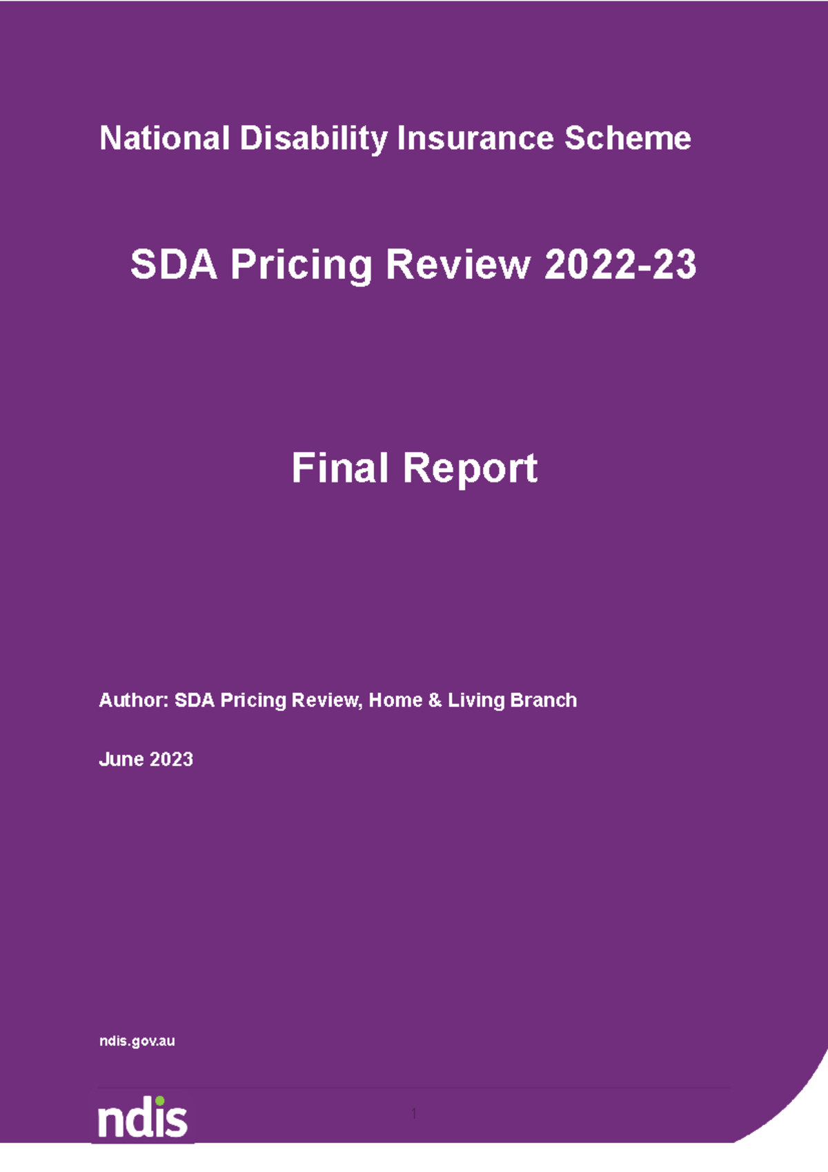 SDA Pricing Review 2022-23 Final Report Accessible - National ...