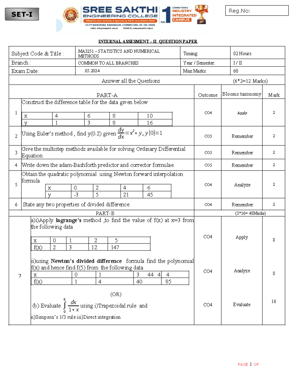 Snmset 1 IA II - question paper - PAGE 1 OF INTERNAL ASSESMENT – II ...