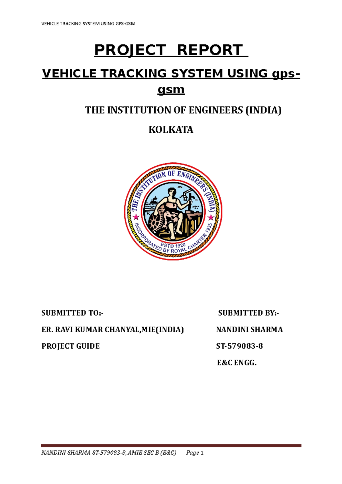 Project Report Vehicle Tracking System U - PROJECT REPORT VEHICLE ...