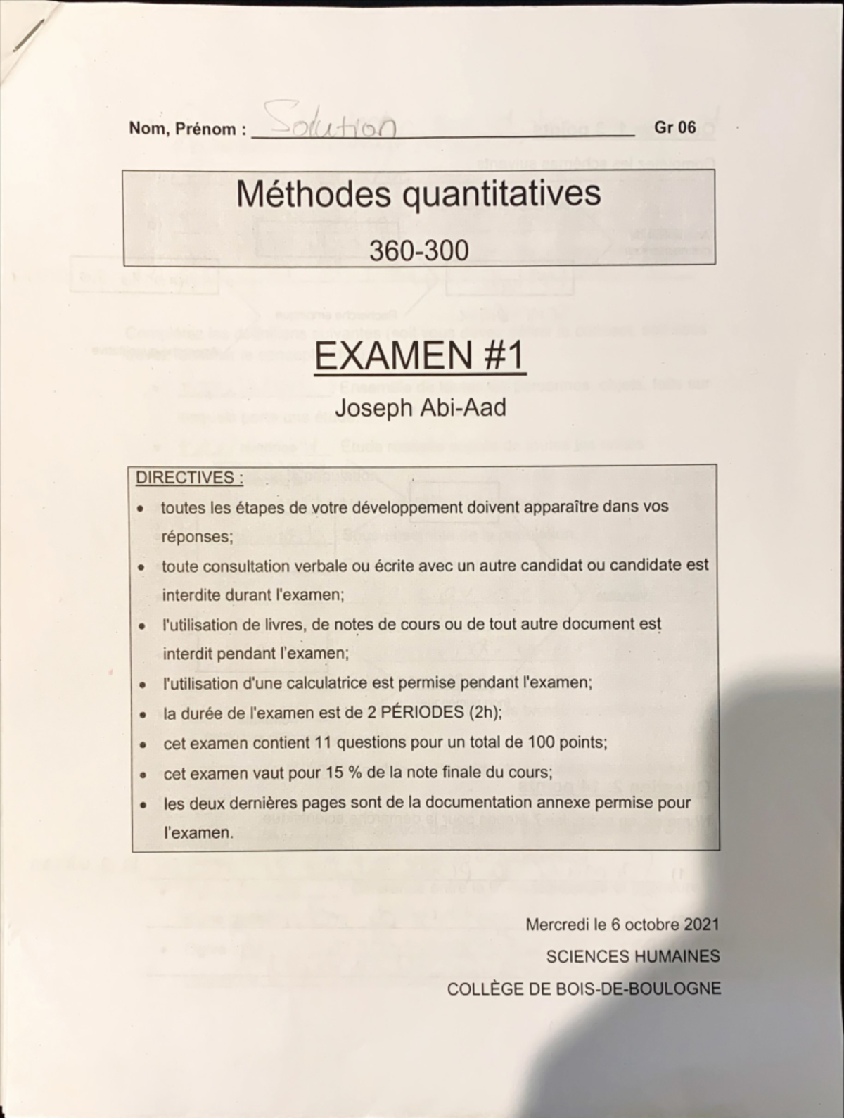 Solution-Examen 1 MQ Abi-Aad - Cégep de Maisonneuve - Studocu