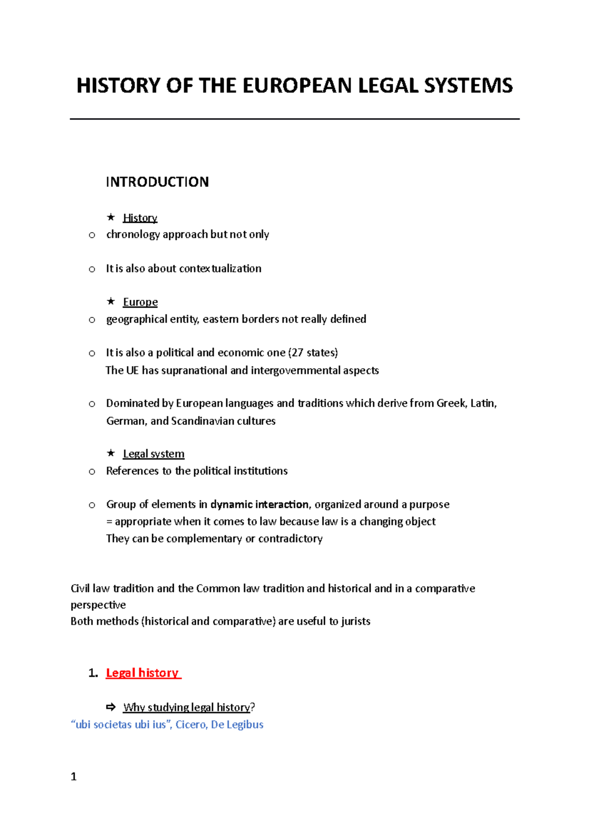 Chapitre 1 - Cours d'history of the European legal system (S2) complet ...