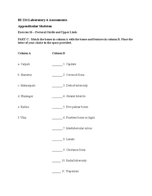 Laboratory 10 assessment online - BI 231 Laboratory 10 Laboratory ...