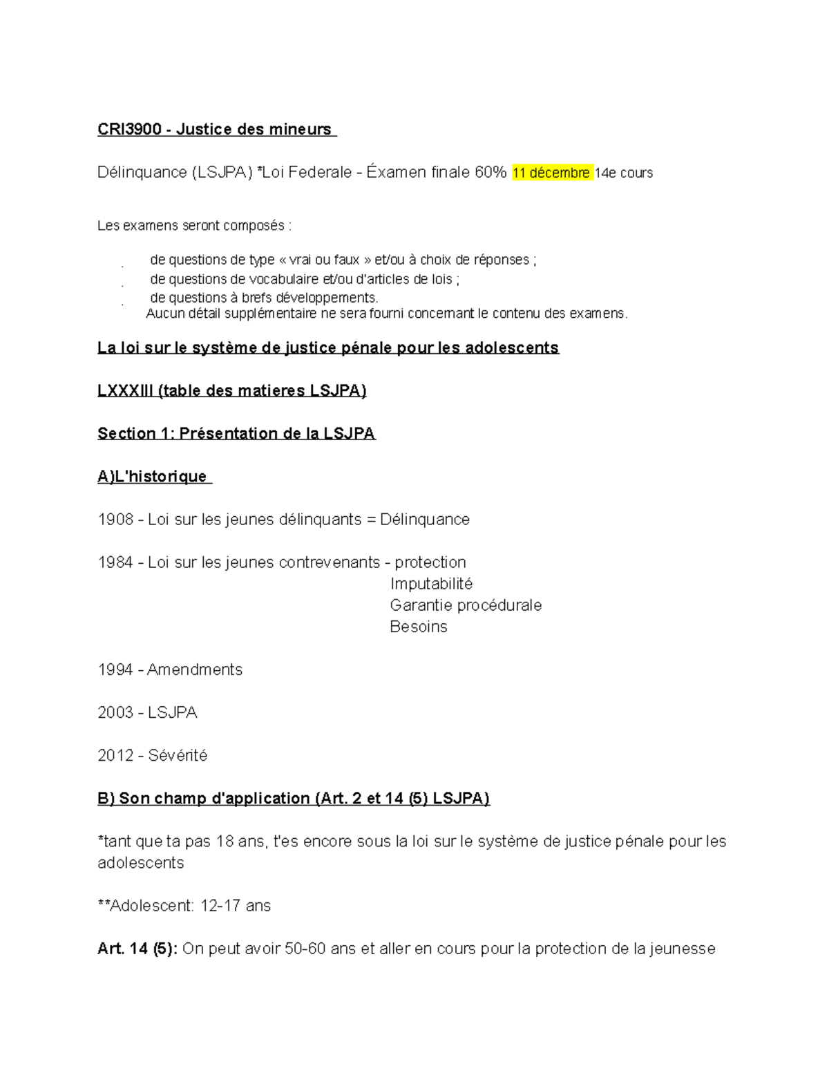 CRI3900 Justice des mineurs ( Lsjpa) - Warning: TT: more functions ...