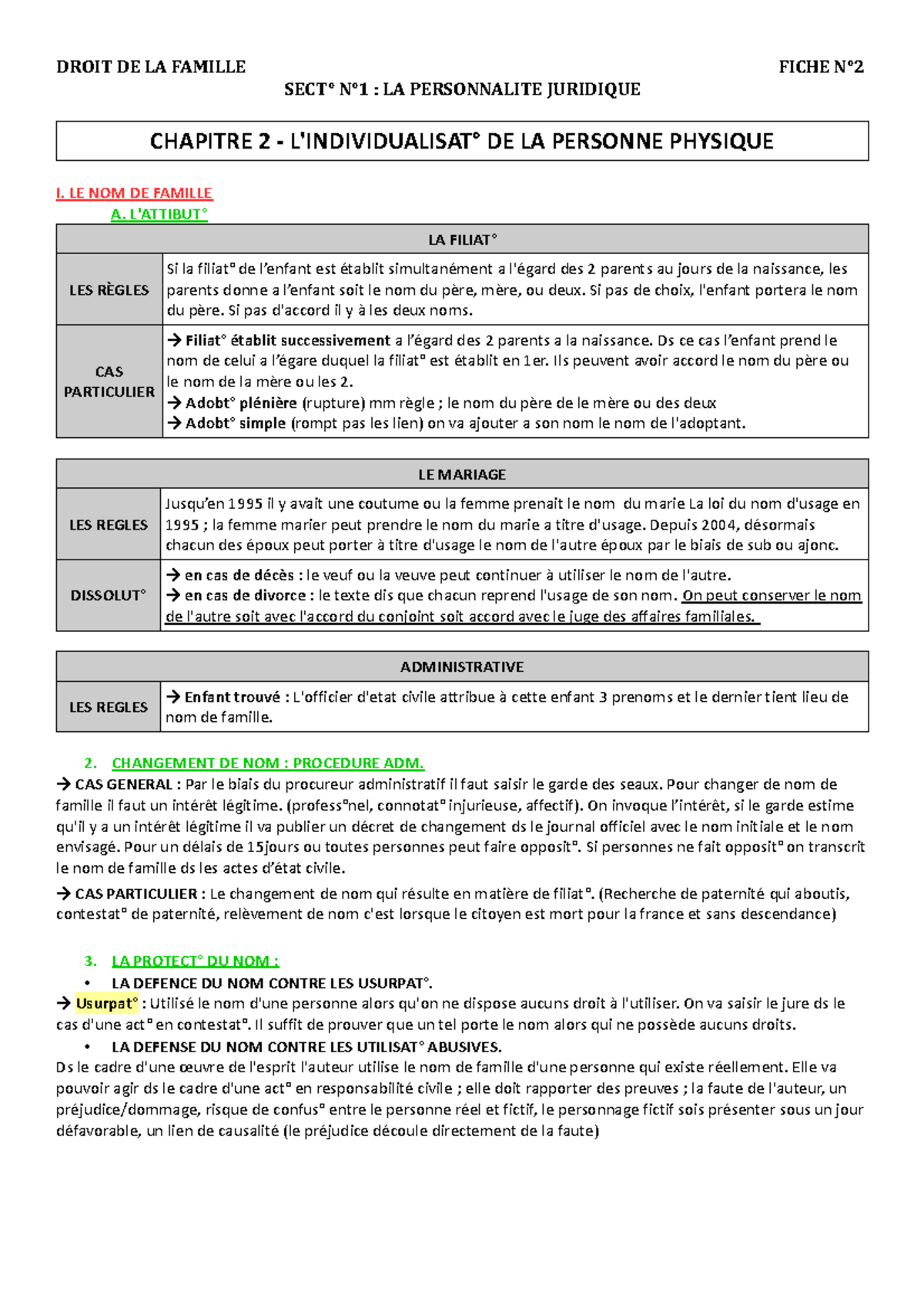 Chapitre 2 - L' Individualisat° DE LA Personne Physique - Warning: TT: undefined function: 32 ...