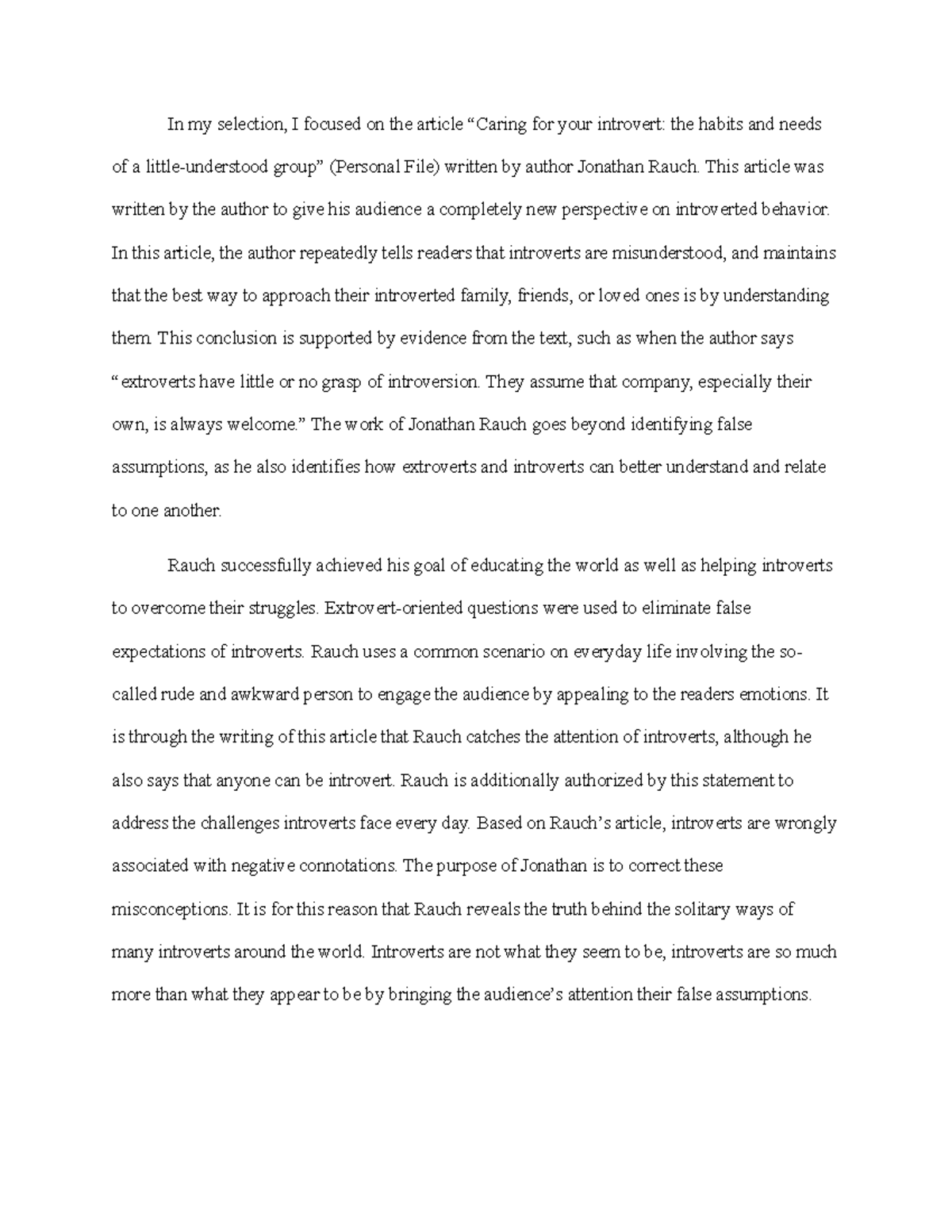 Module one assignment - In my selection, I focused on the article ...