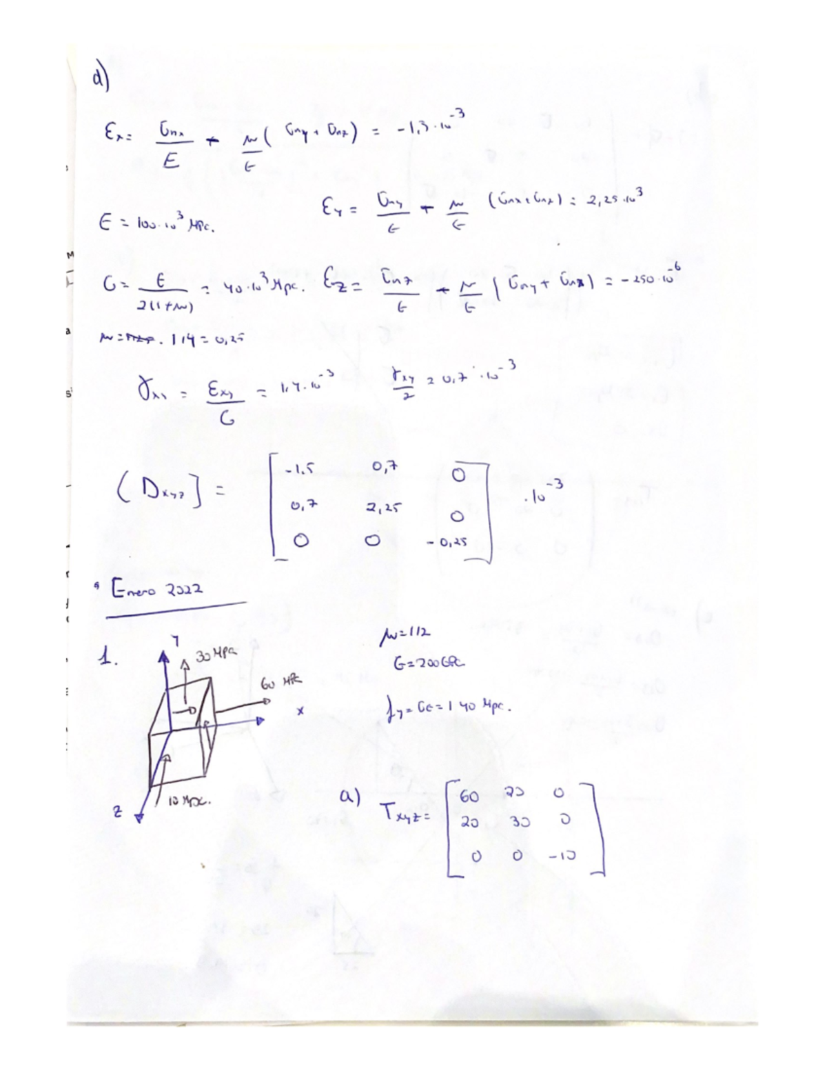ejercicio uno enero 2022 - elasticidad y ampliacion de resistencia de materiales - Studocu