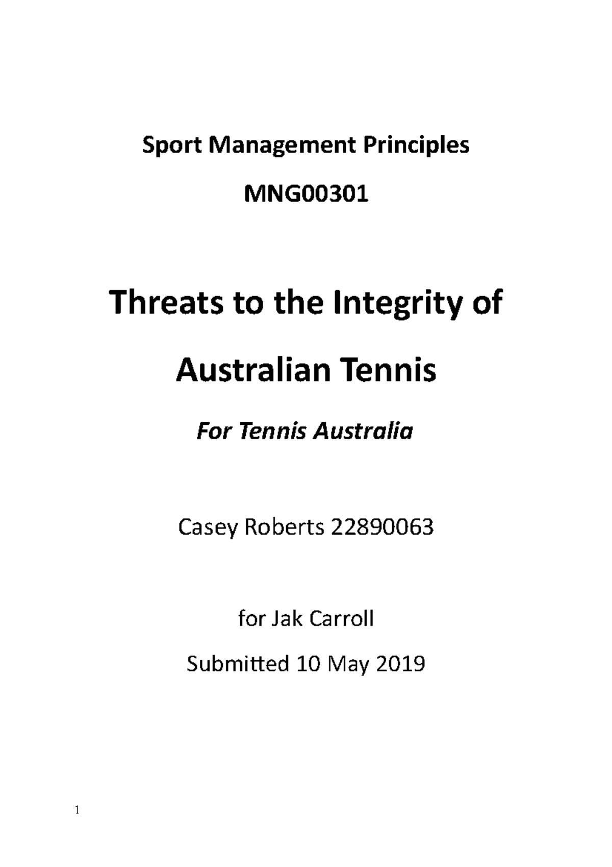 Ethics in Tennis - Very detailed essay that talks about the problems of ...