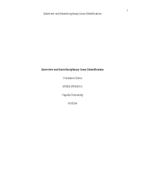 NURS-FPX4010 Scott Michelle Assessment 2-1 - = Interview and Interdisciplinary Issue ...