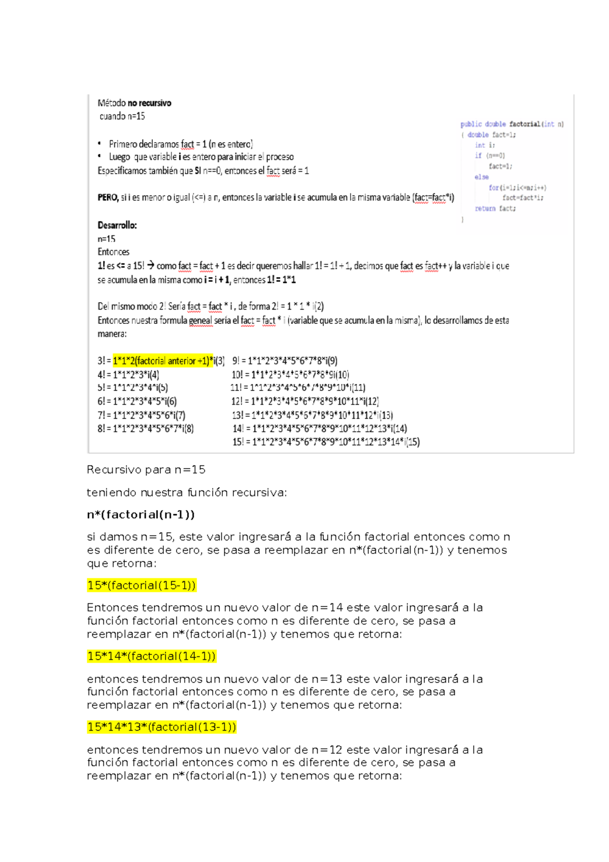 Recursivo - lAB - Recursivo para n= teniendo nuestra función recursiva ...