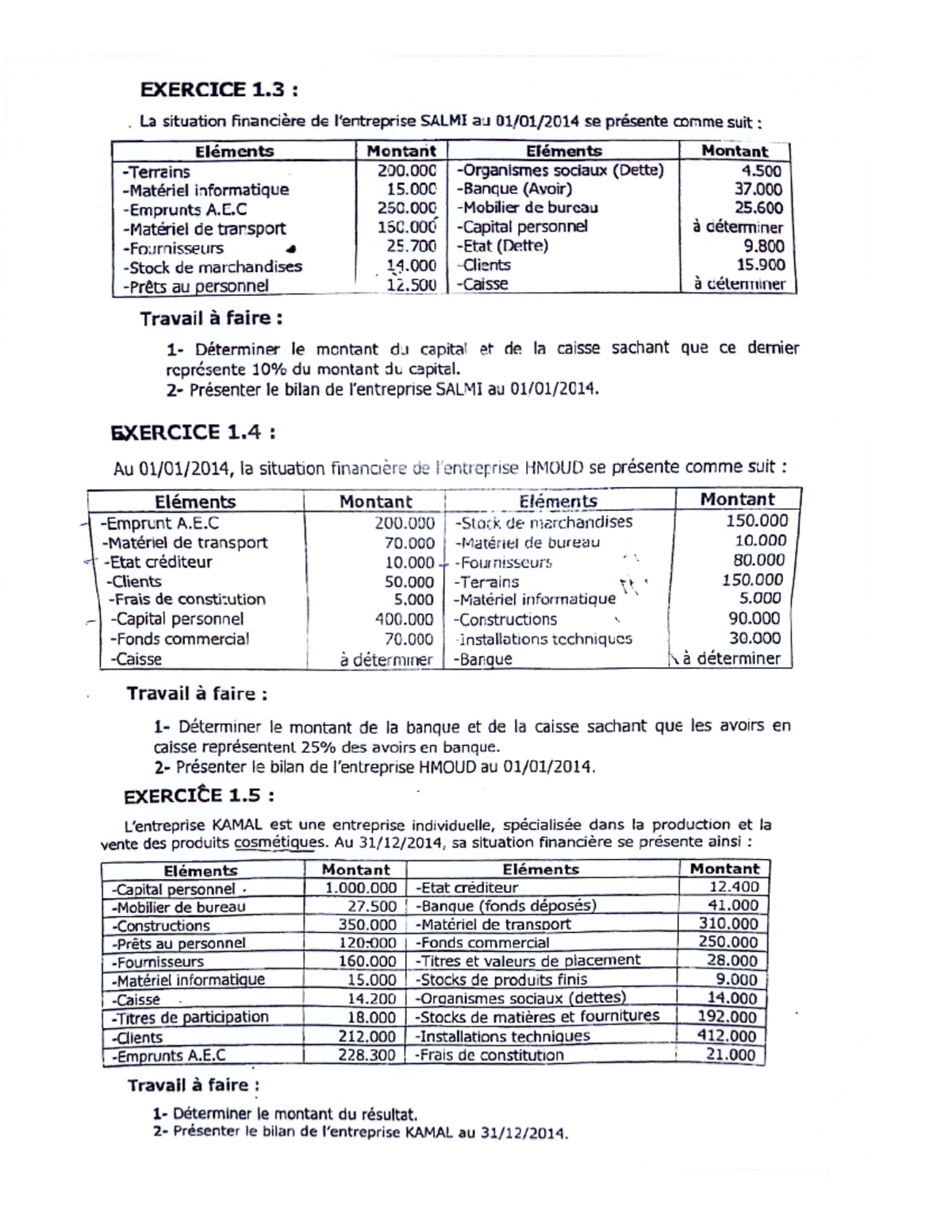 Exercice de bilan - Comptabilité générale - Studocu