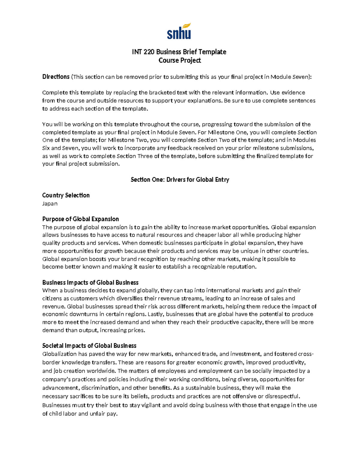INT 220 Business Brief Template - INT 220 Business Brief Template ...