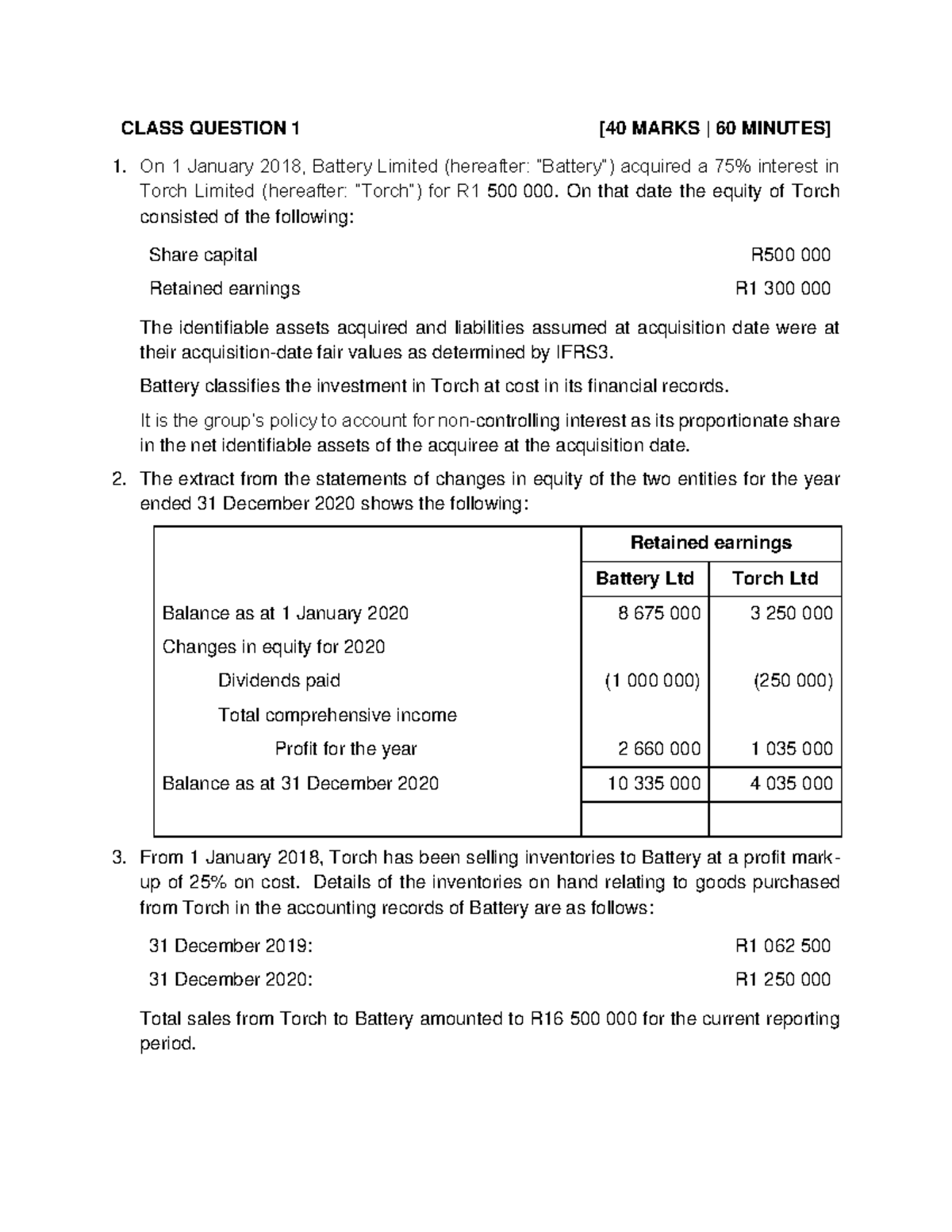 CACC022 Chapter 5 - Tutorial Question 1 (2023) - CLASS QUESTION 1 [40 ...