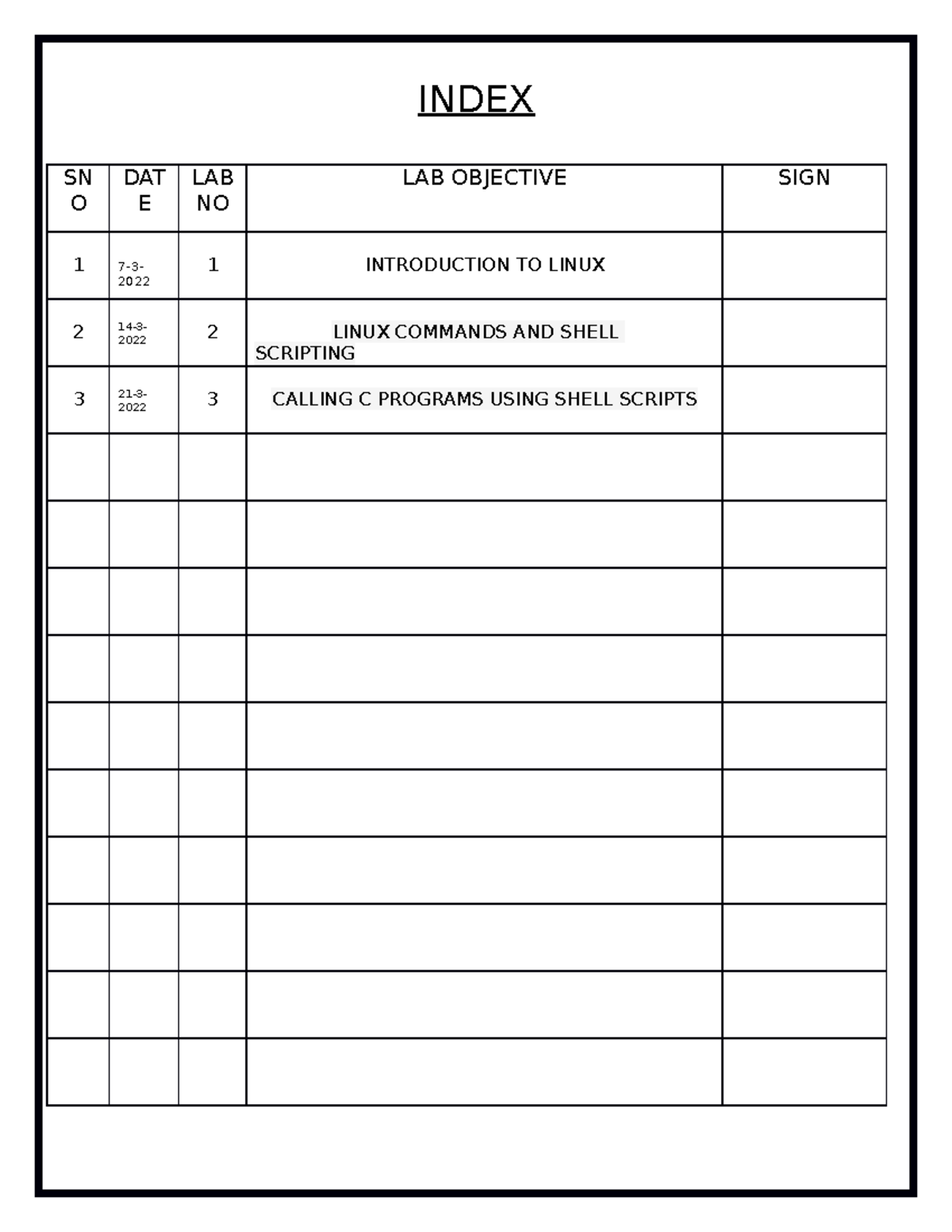 Os Lab 3 This Os Assignment Contains Lab 3 With Solution Index Sn O