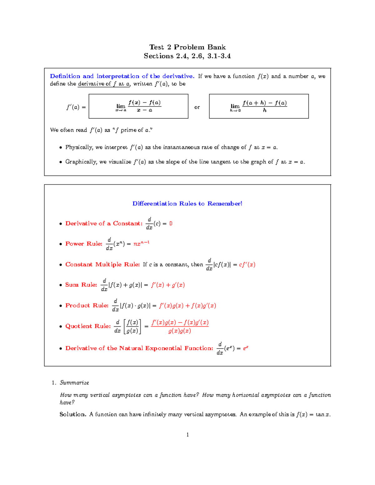 Test 2 Problem Bank - MATH 1551 - Test 2 Problem Bank Sections 2, 2, 3 ...