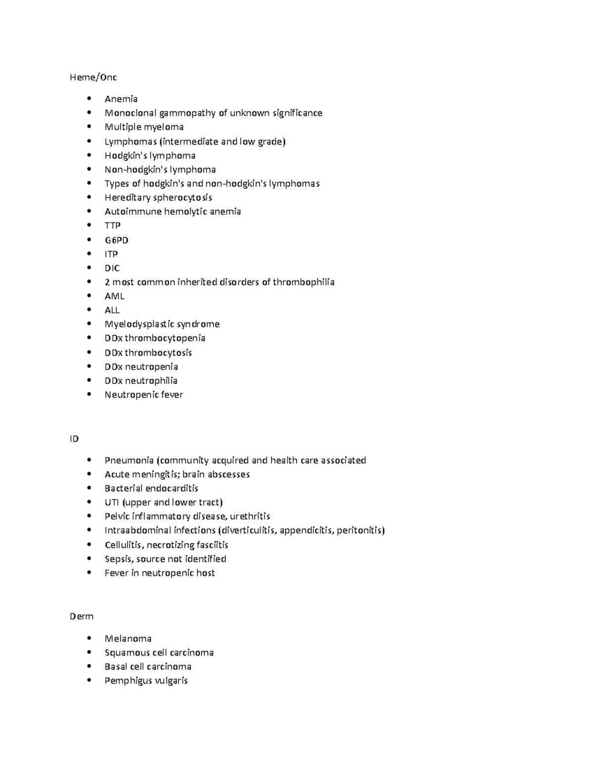 Block 5 Diseases - N/A - Heme/Onc Anemia Monoclonal gammopathy of ...