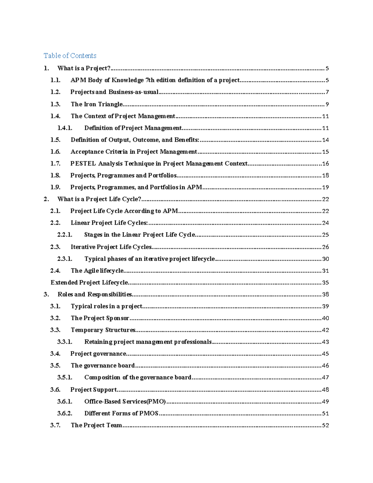 APM - Table of Contents What is a - Studocu