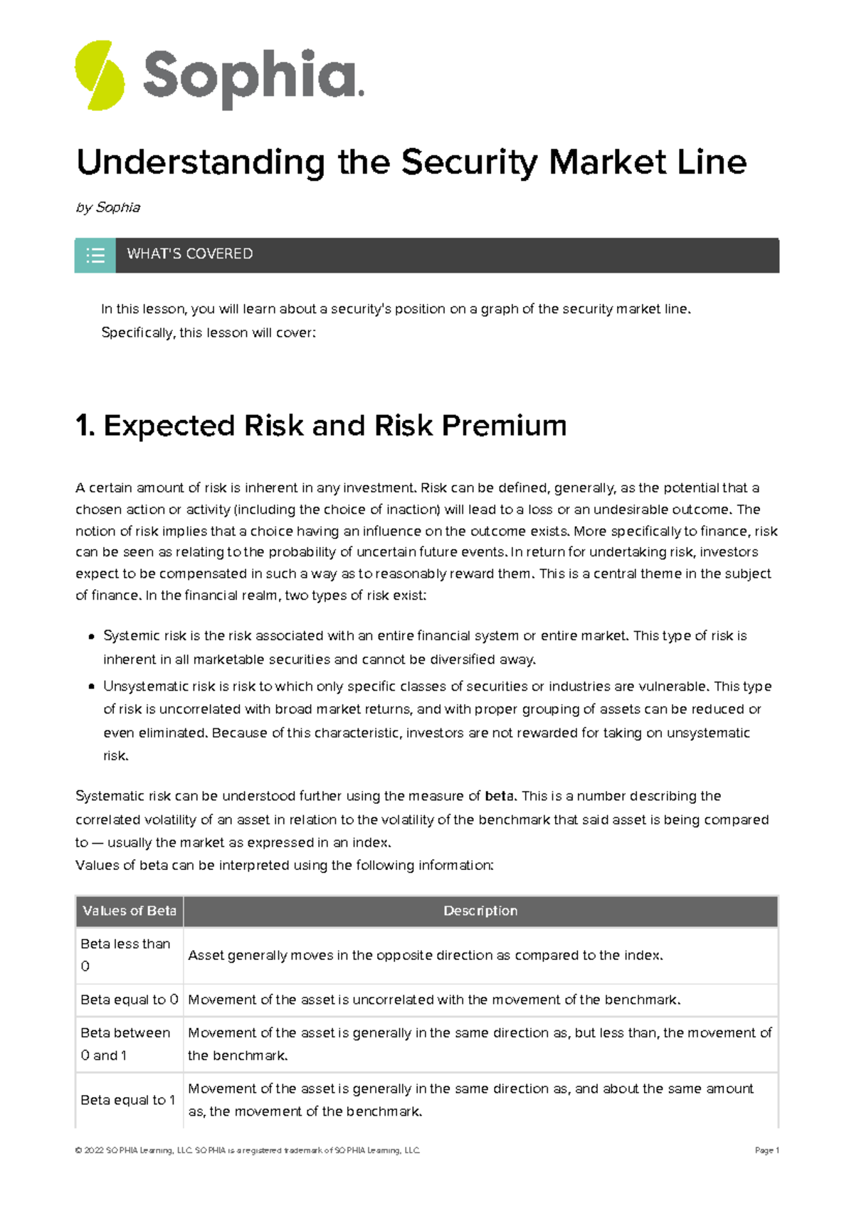 Understanding the security market line - Understanding the Security ...