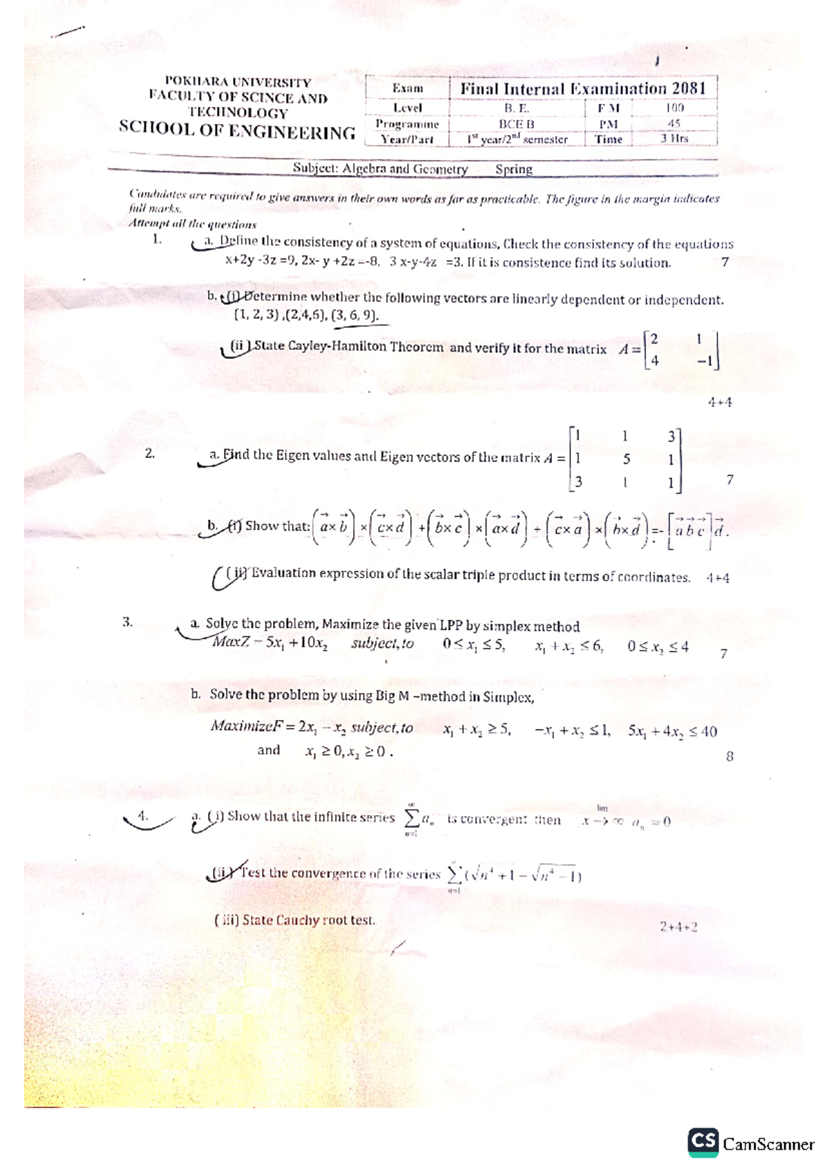 SOE 2081 PDF - soe - POKHARA UNIVERSITY Exam FACULTY OF SCINCE AND ...