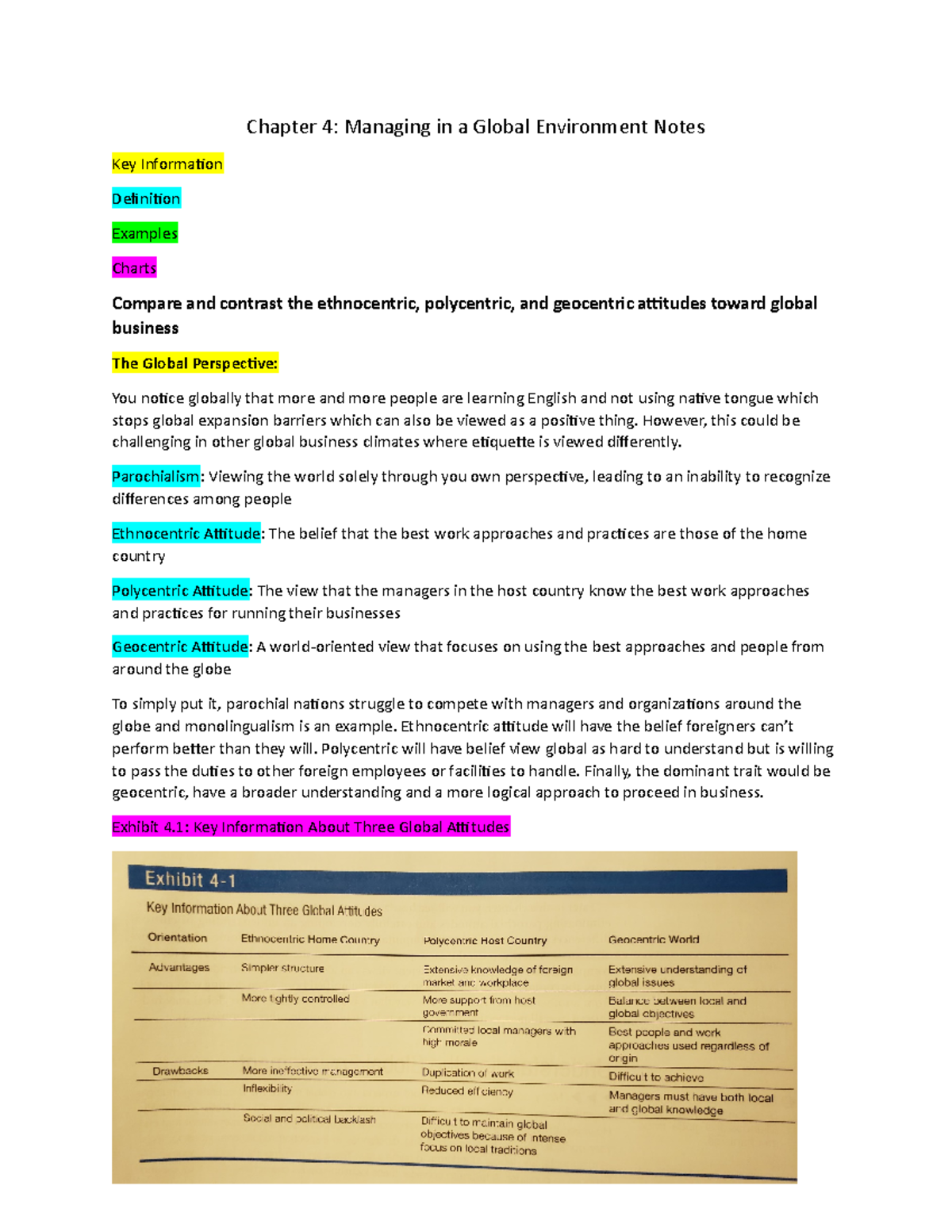 Chapter 4 Managing in a Global Enviroment Pearson Textbook Notes ...