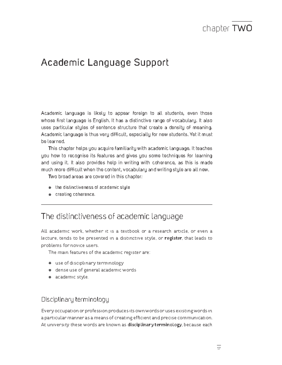 AS - Ch2 - Academic Language Support - 17 chapter TWO Academic Language ...