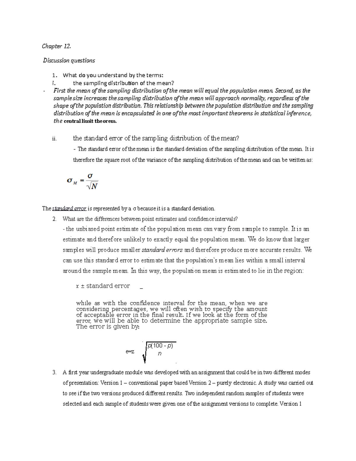 Chapter 12 - IT HAS ESSAY WITH ANSWER - Chapter 12. Discussion ...