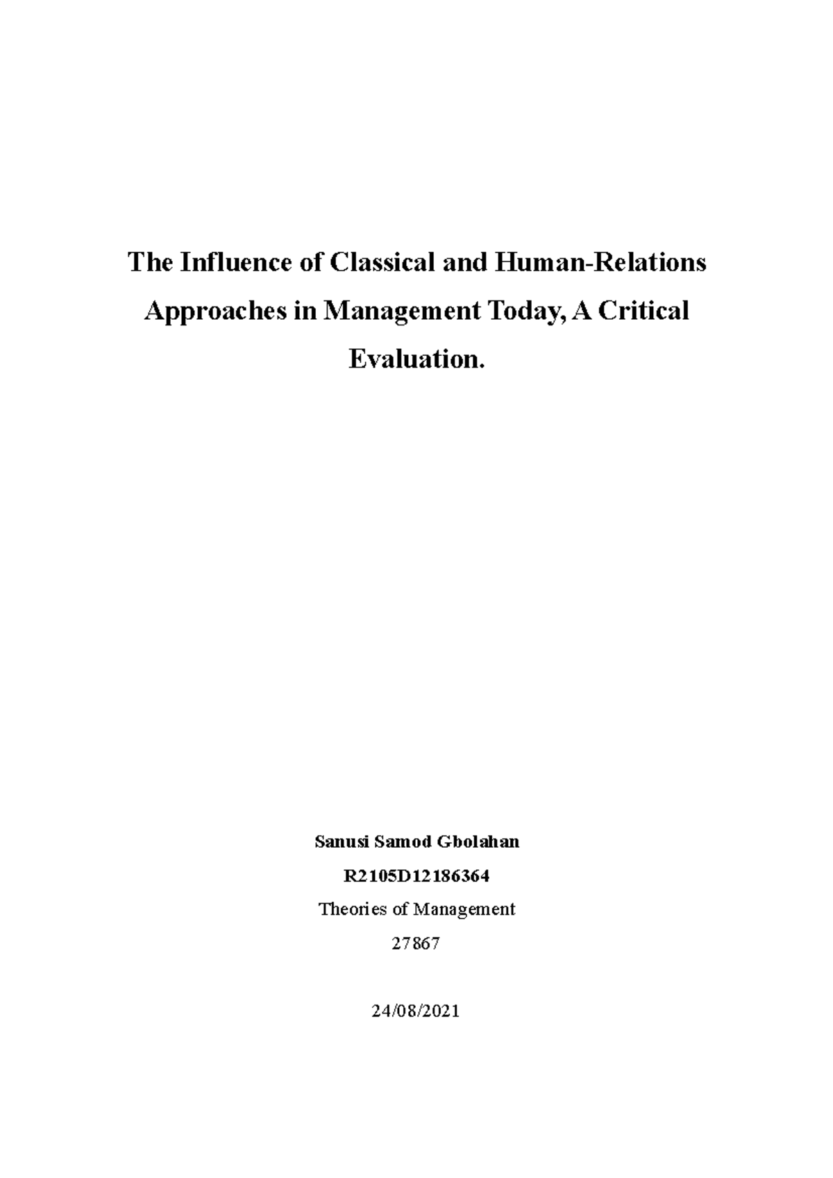 The Influence of Classical and Human - The Influence of Classical and ...