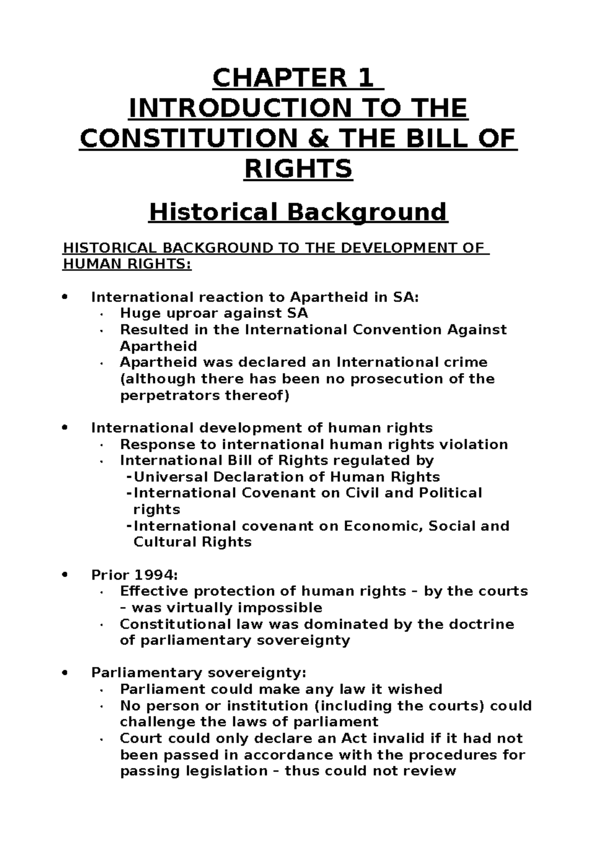 Chapter 1 - Lecture notes Bill of Rights - CHAPTER 1 INTRODUCTION TO ...