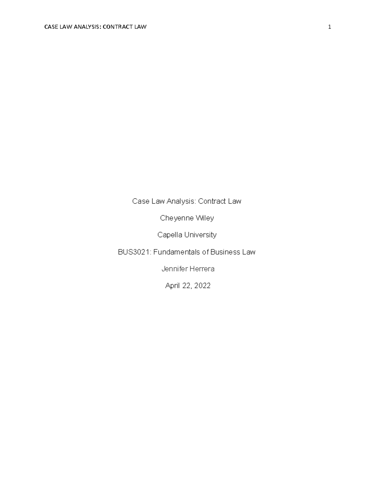 Case Law #2 - Once you have selected a decision and an organization ...