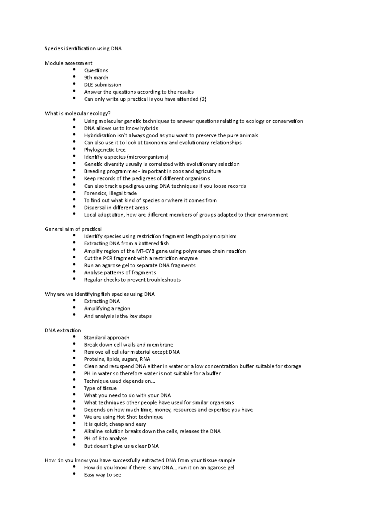 L1 Species identification using DNA - Species identification using DNA ...