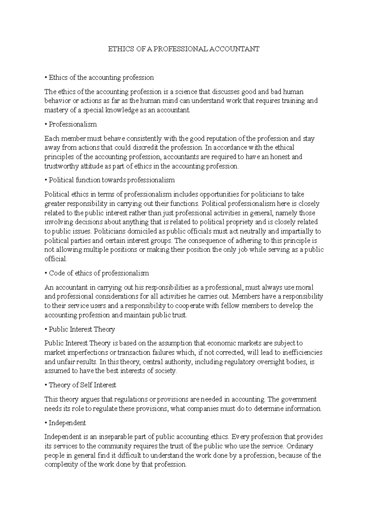 Ethics OF A Professional Accountant - ETHICS OF A PROFESSIONAL ...
