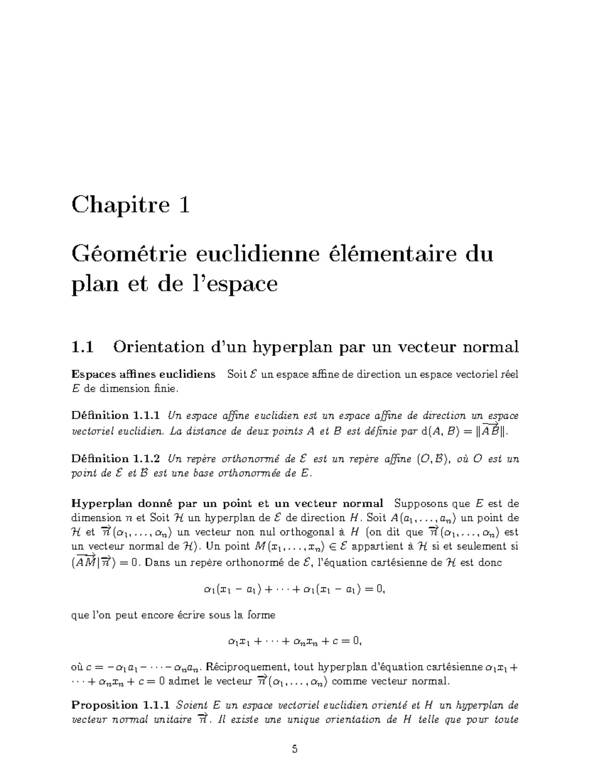 Chap1 - Chapitre 1 Géométrie euclidienne élémentaire du plan et de l ...
