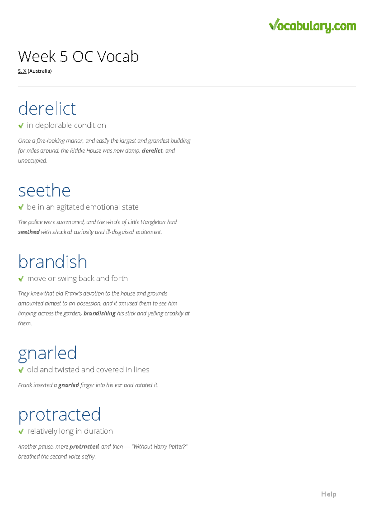 Week 5 OC Vocab - Vocabulary List Vocabulary.com - Copyright © 2021 ...