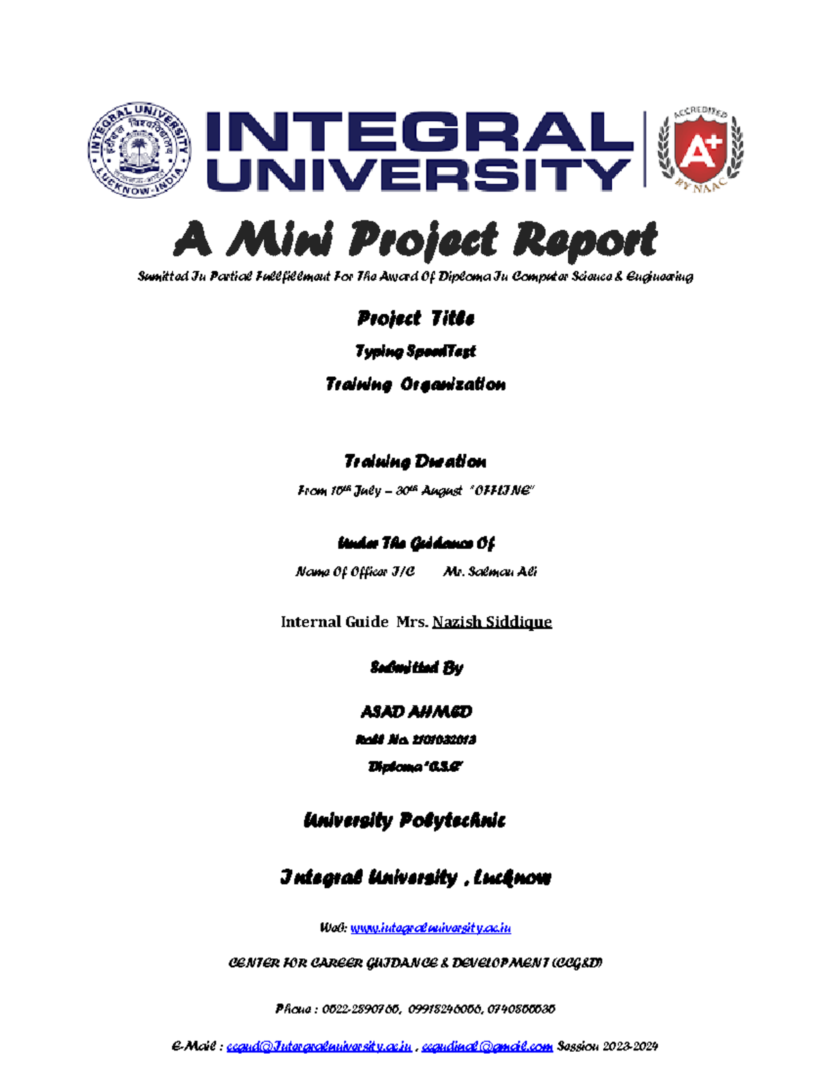 MINI Project - A Mini Project Report Sumitted In Partial Fullfillment ...