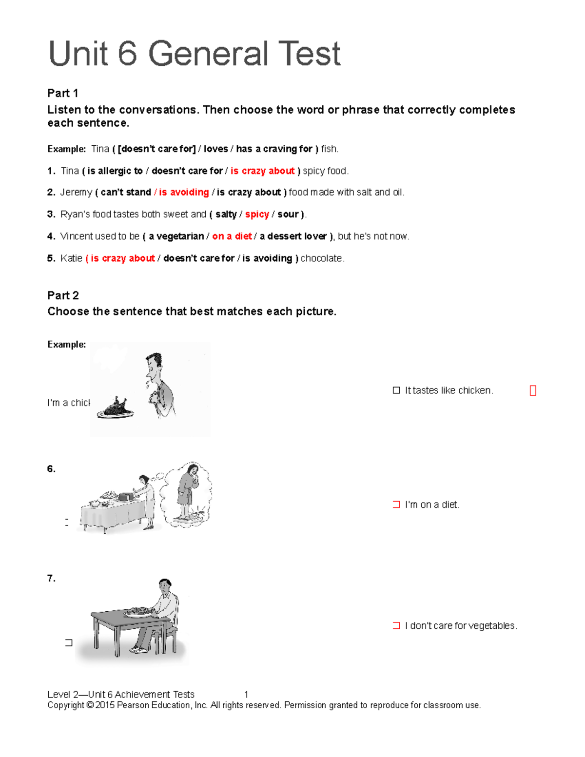 Baitapk - ok - Unit 6 General Test Part 1 Listen to the conversations ...