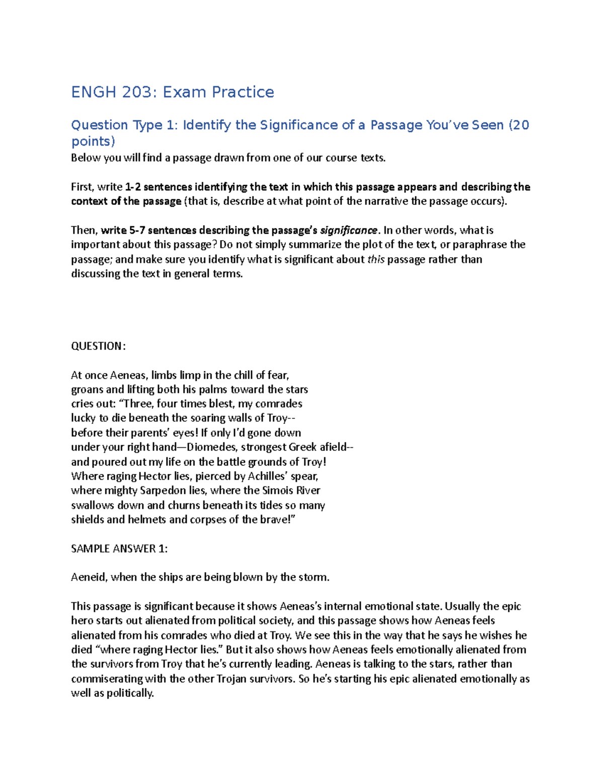 Unit 1 Exam Practice(1) - ENGH 203: Exam Practice Question Type 1 ...