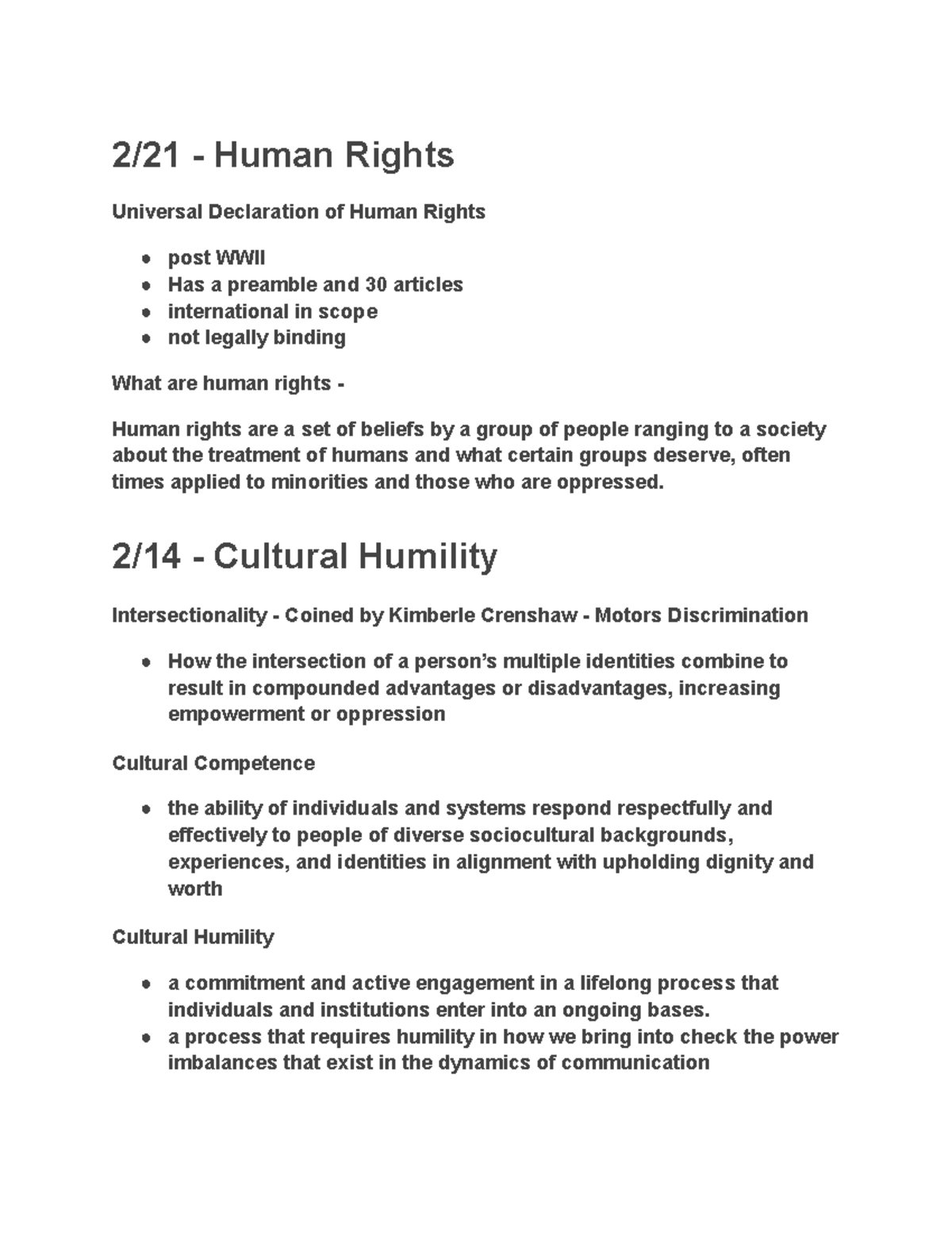 Social Justice and Welfare Notes - 2/21 - Human Rights Universal ...