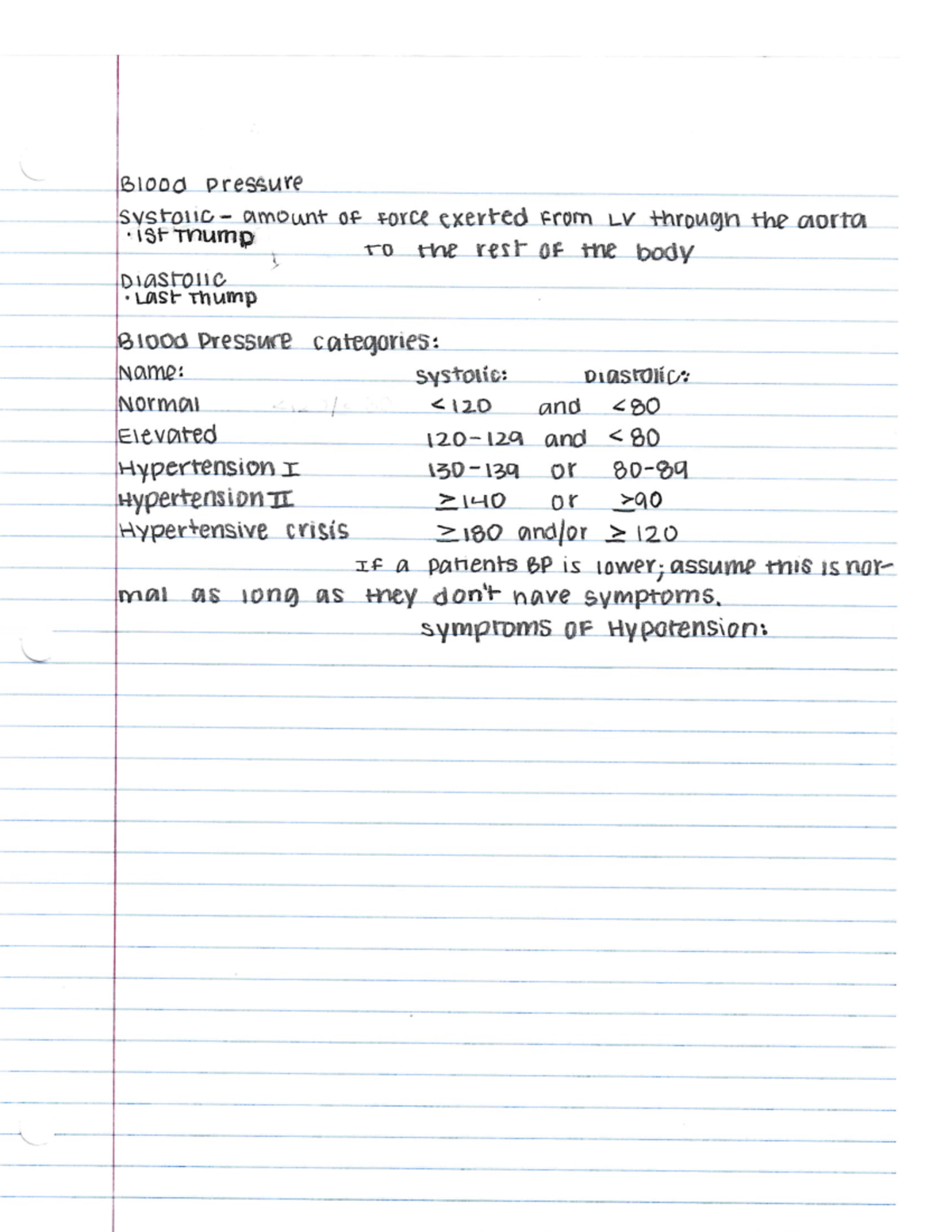 11-1-22 In-Class BP Notes and Printouts - Blood pressure amount OF ...
