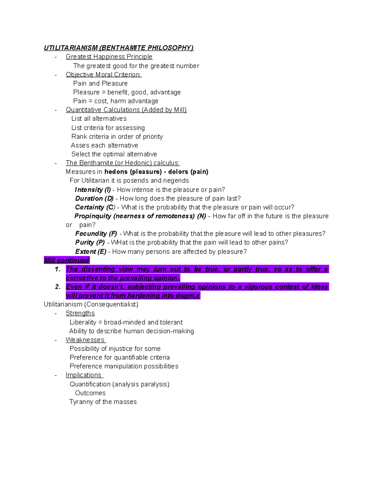Formalism vs. Utilitarianism - UTILITARIANISM (BENTHAMITE PHILOSOPHY ...