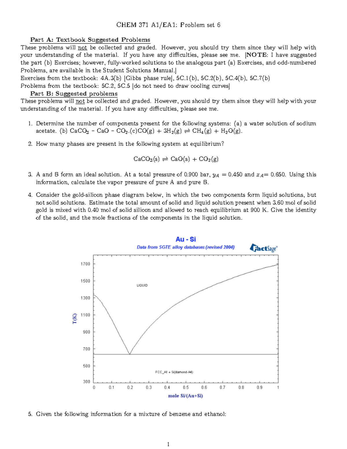 Problemset 6 - CHEM 371 A1/EA1: Problem set 6 Part A: Textbook Suggested Problems These problems ...