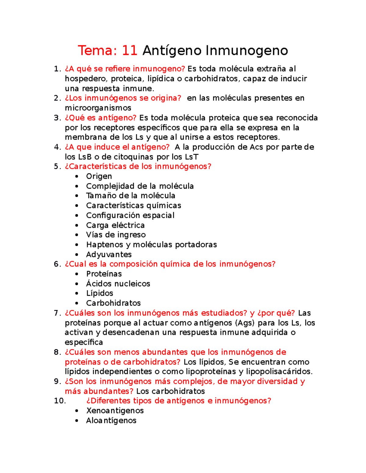 Tema 11 - mmm - Tema: 11 Antígeno Inmunogeno ¿A qué se refiere ...