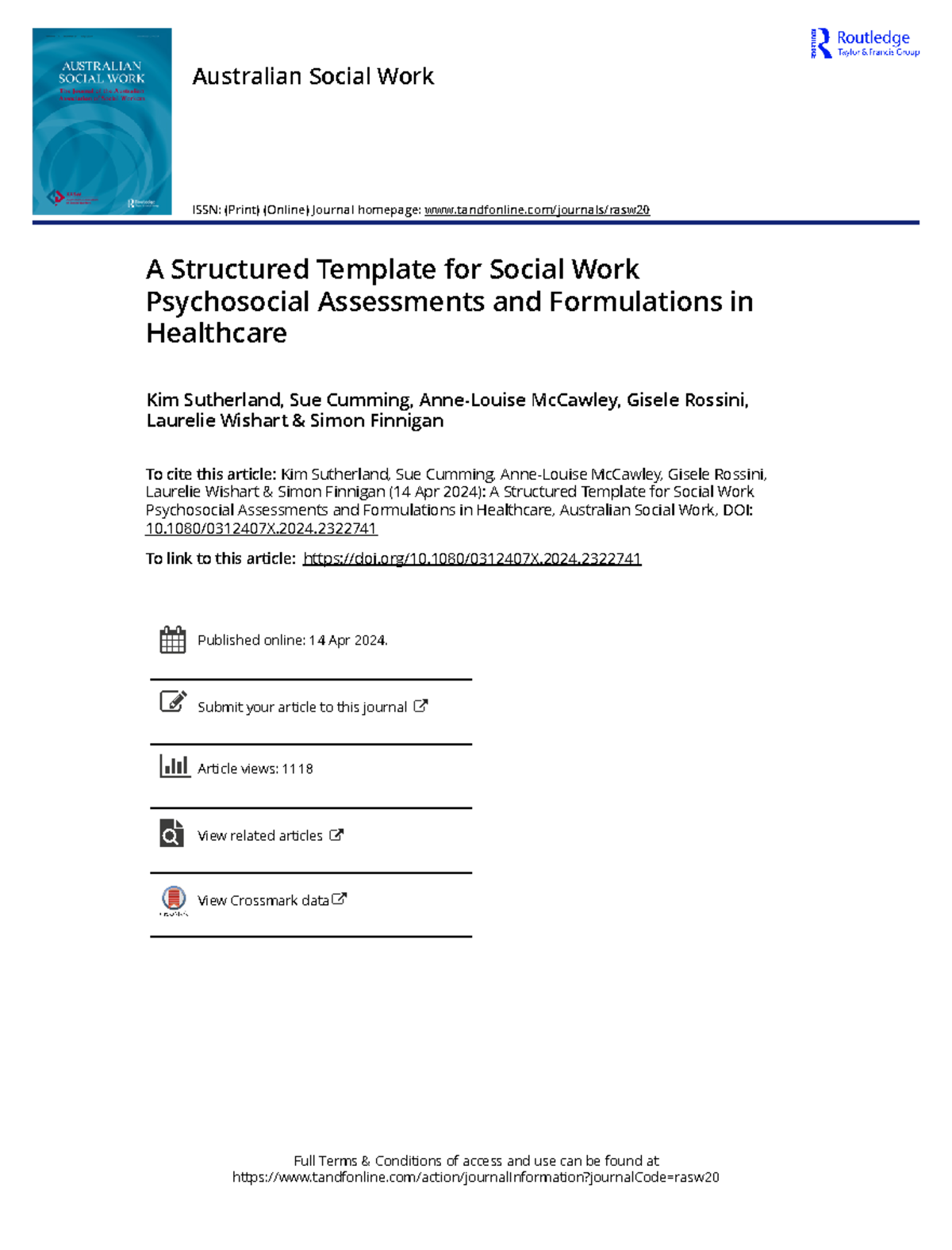 A Structured Template for Social Work Psychosocial Assessments and ...