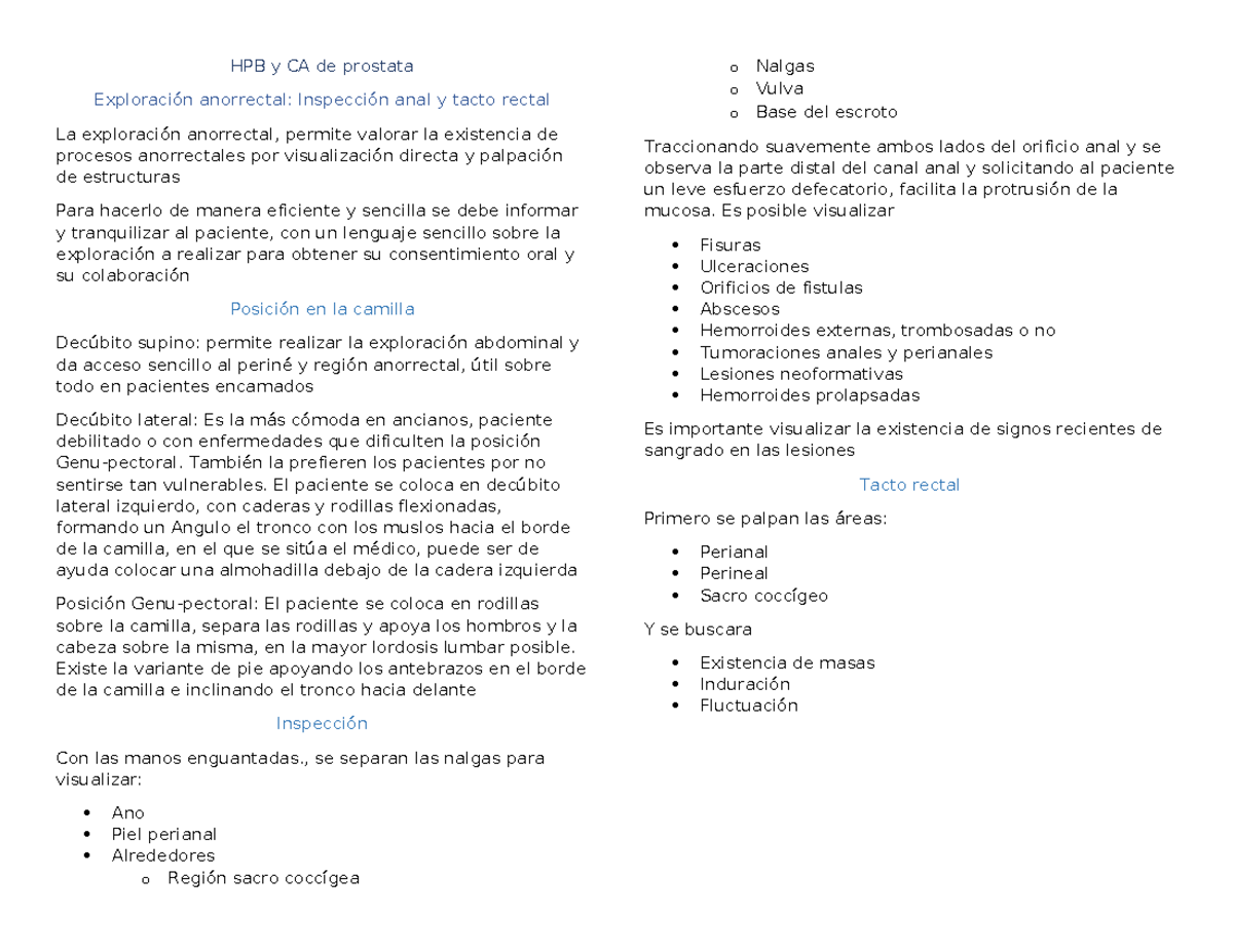 HPB y CA de próstata - apunte - HPB y CA de prostata Exploración ...