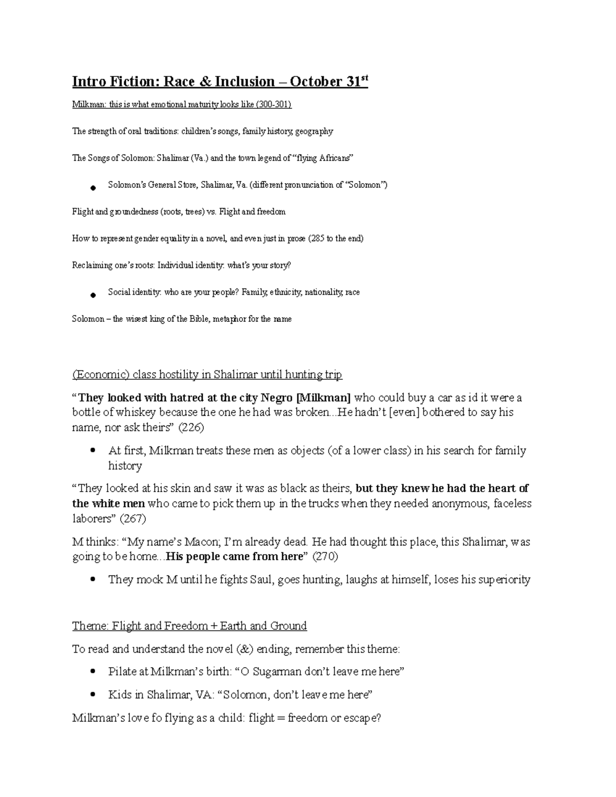Intro Fiction Week 11 Notes - Intro Fiction: Race & Inclusion – October ...