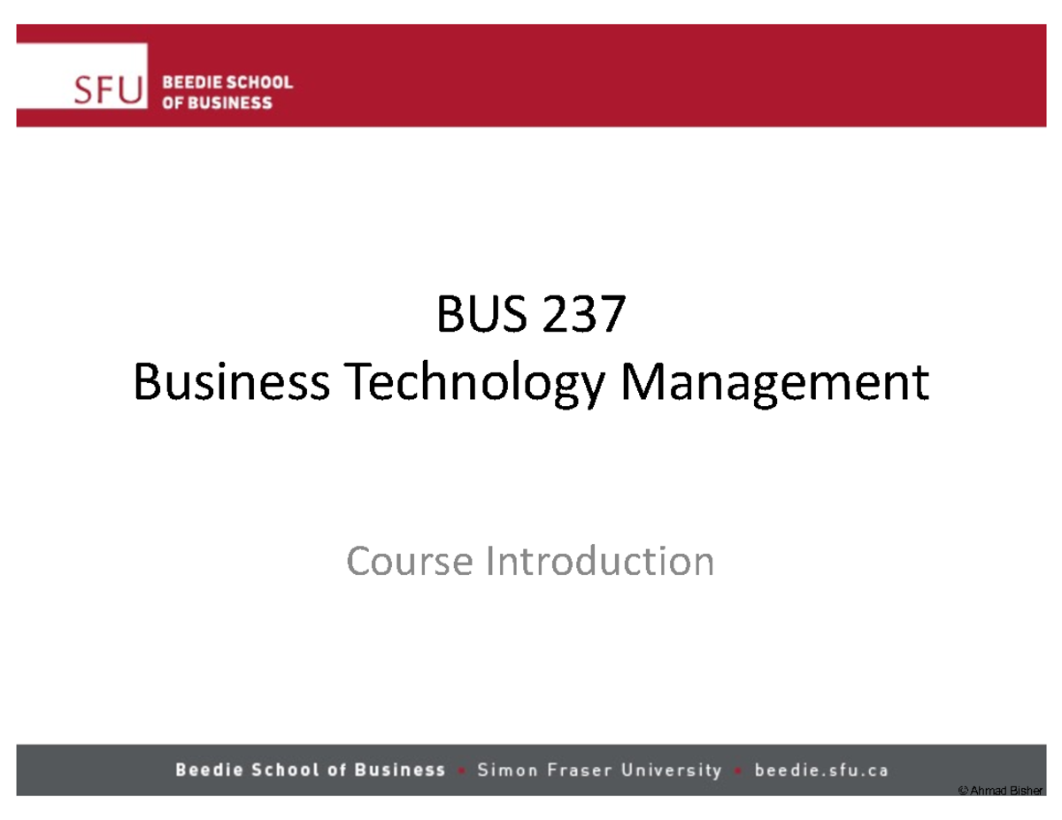 Intro - ... - BUS 237 Business Technology Management Course ...