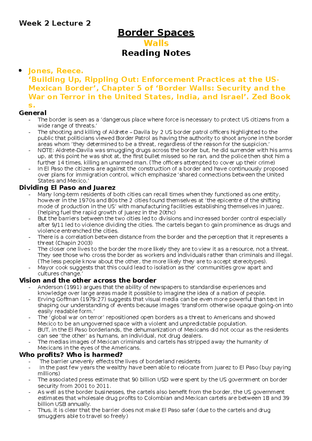 Week 2 Lecture 2 walls - Week 2 Lecture 2 Border Spaces Walls Reading ...