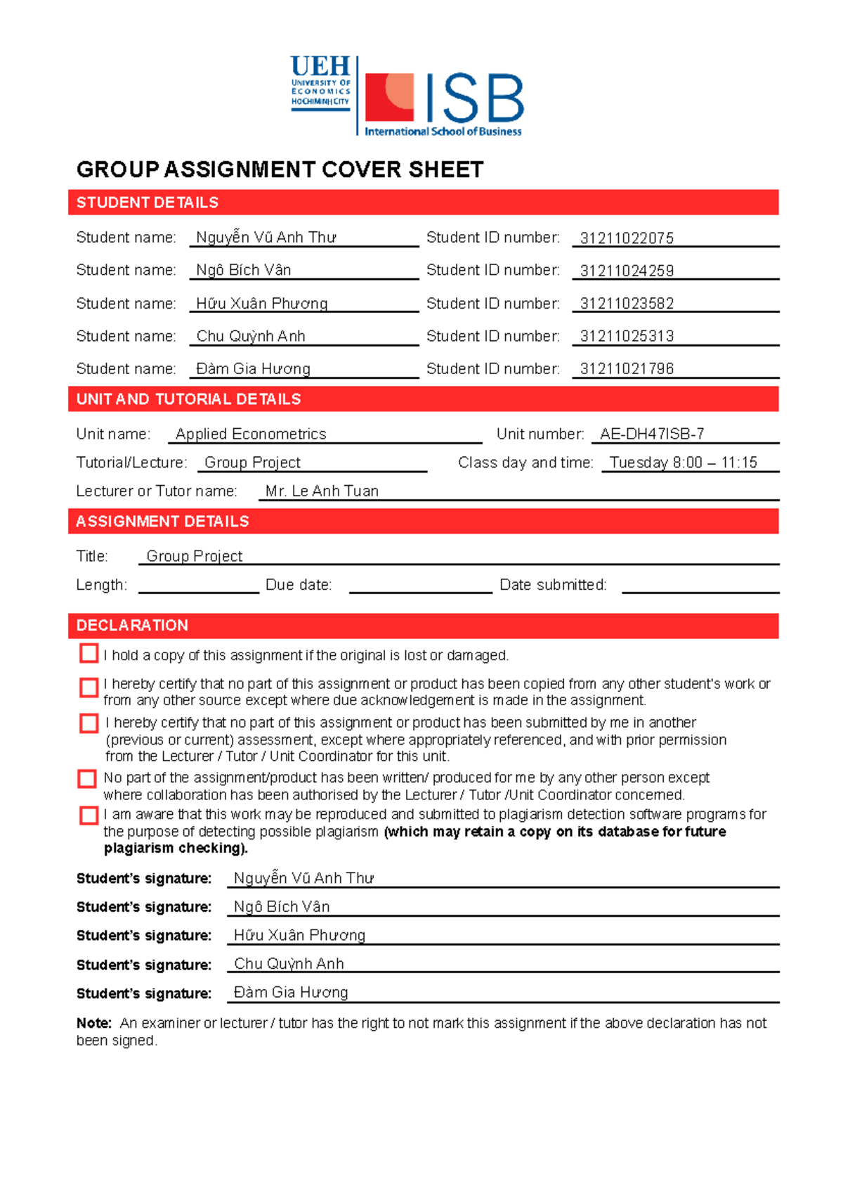 [AE-7] Group 4 Group Project - Final Fna - GROUP ASSIGNMENT COVER SHEET ...