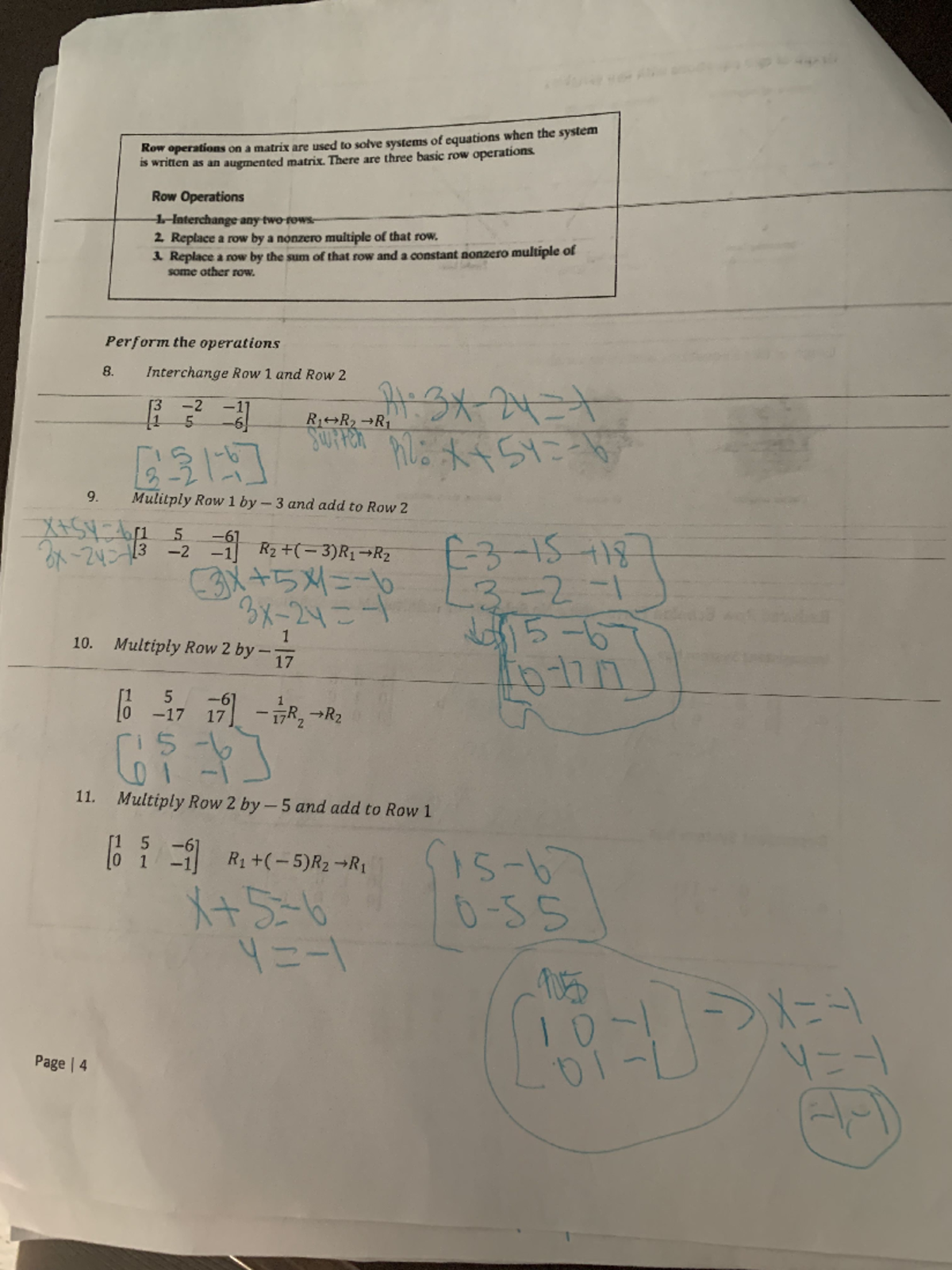 Peforming row operations - MATH 111 - Studocu